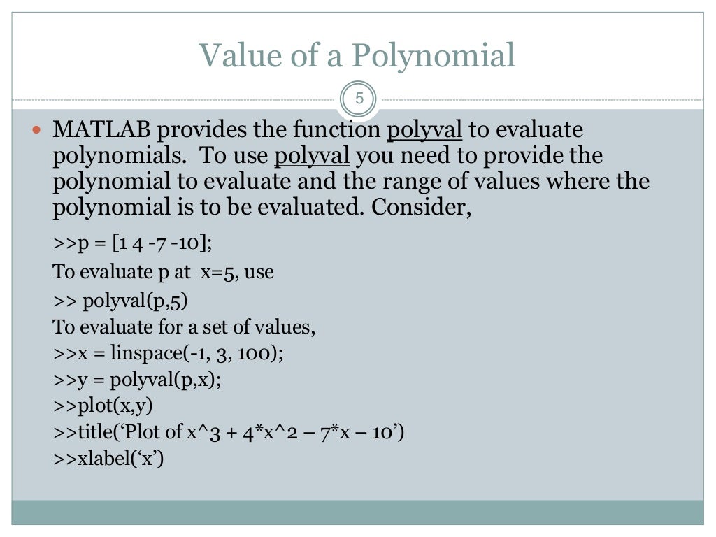 Polynomials And Curve Fitting In Matlab