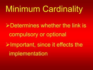 Minimum Cardinality and roles in relationship and dependencies | PPT
