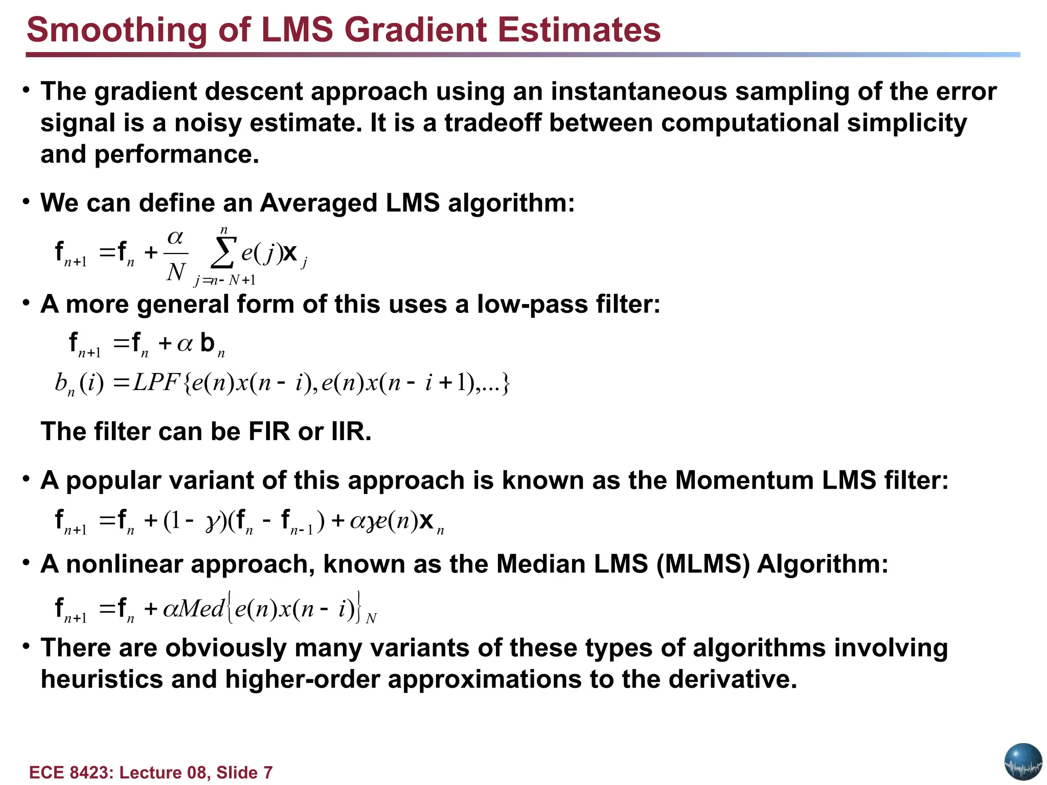 Lecture08the Lms Algorithmsignal Processingpptx