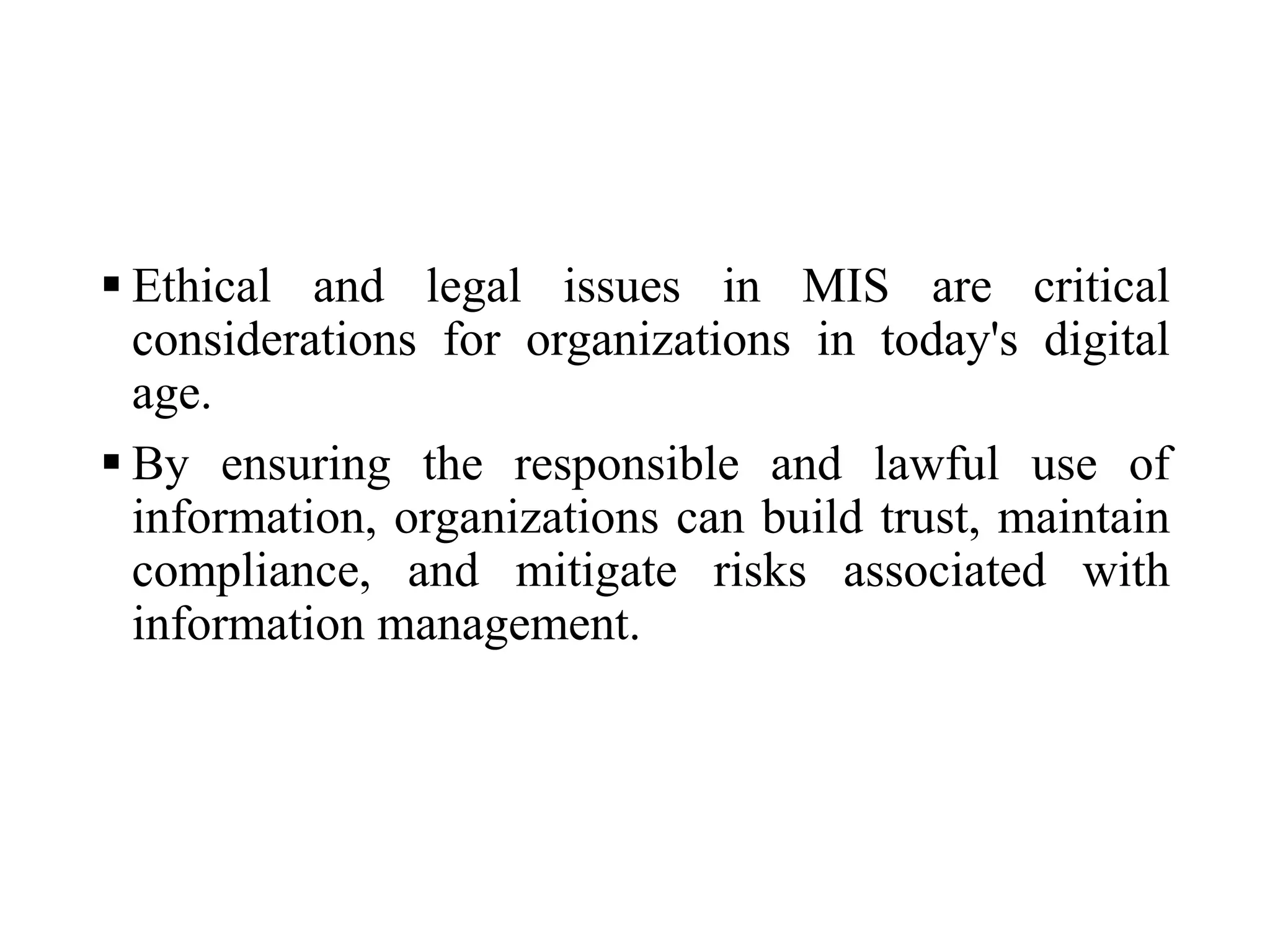 Ethical issues and concerns in management informatio system | PPTX