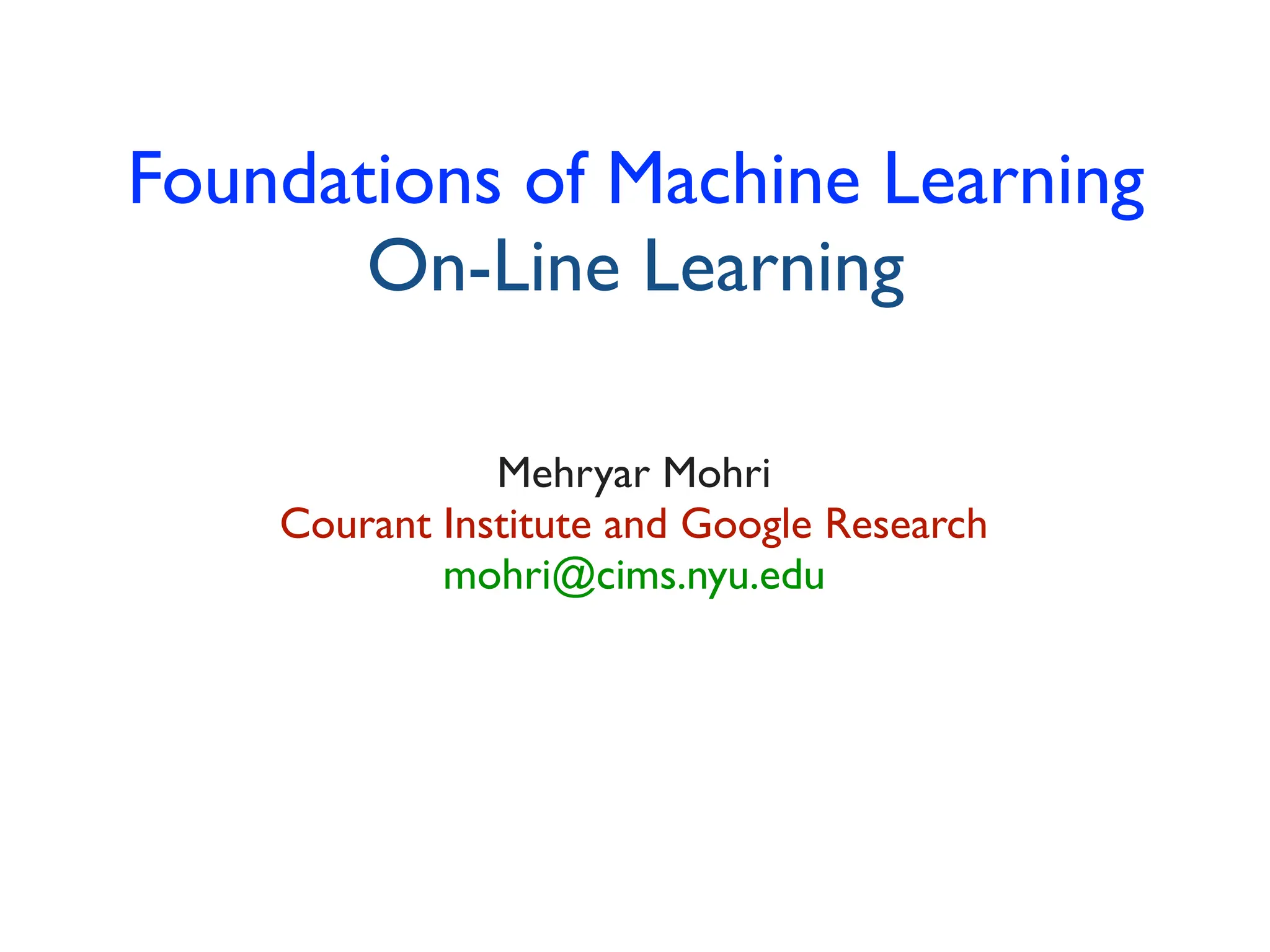 Lecture 08(Foundations of Machine Learning - Online learning) | PDF