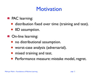 Lecture 08(Foundations of Machine Learning - Online learning) | PDF