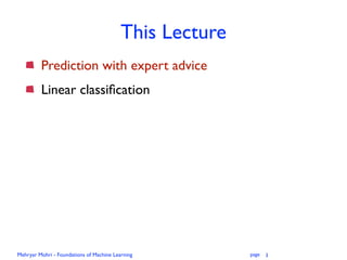 Lecture 08(Foundations of Machine Learning - Online learning) | PDF
