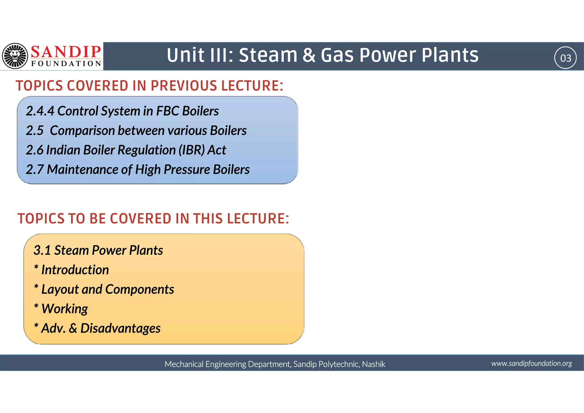 Lecture 08_PPE_Unit 3: Steam and Gas Power Plants | PPT