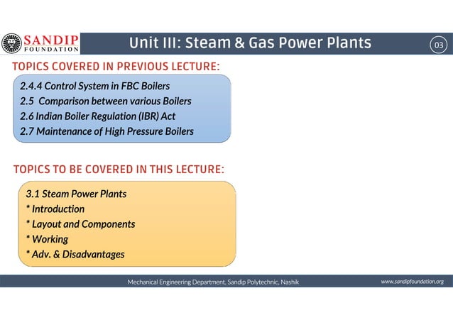 Lecture 08_PPE_Unit 3: Steam and Gas Power Plants | PPT