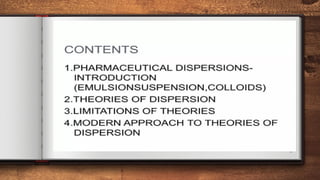 Lecture # 08Preparation of new dispersion systems for pharmaceutical ...