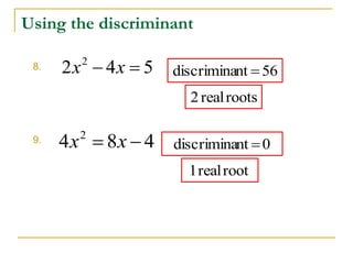 Lecture 08 quadratic formula and nature of roots | PPTX