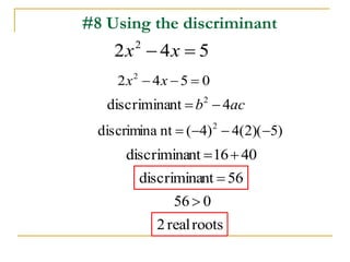 Lecture 08 quadratic formula and nature of roots | PPTX