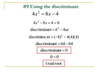 Lecture 08 quadratic formula and nature of roots | PPTX