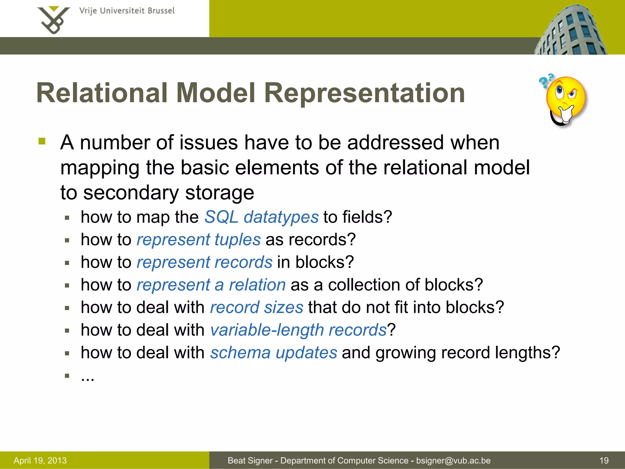 Storage Management - Lecture 8 - Introduction to Databases (1007156ANR) | PDF