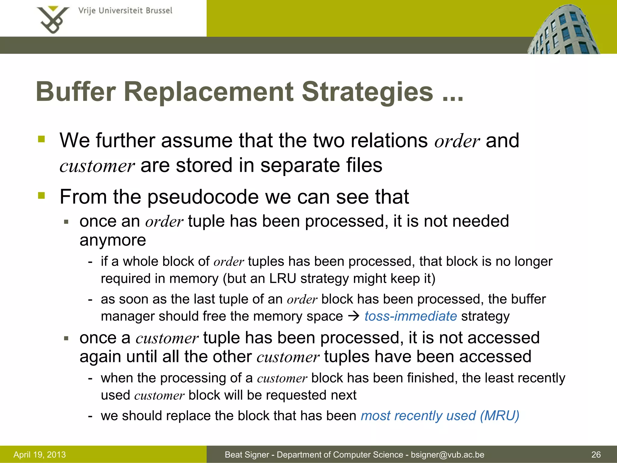 Storage Management - Lecture 8 - Introduction to Databases (1007156ANR) | PDF