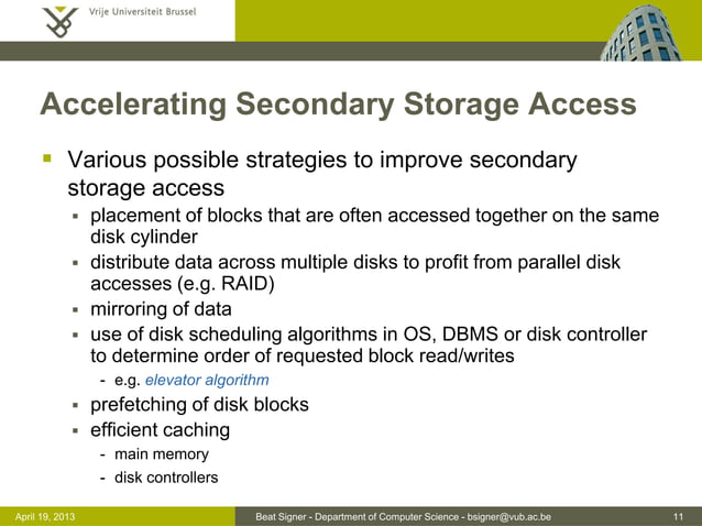 Storage Management - Lecture 8 - Introduction to Databases (1007156ANR ...