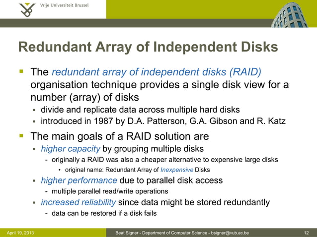 Storage Management - Lecture 8 - Introduction to Databases (1007156ANR ...