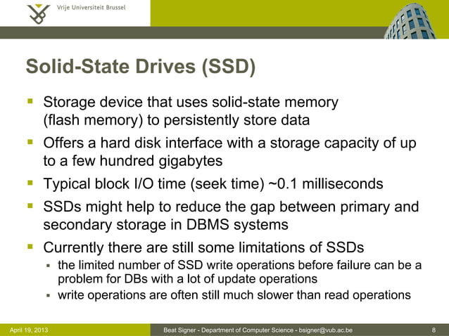 Storage Management - Lecture 8 - Introduction to Databases (1007156ANR) | PDF