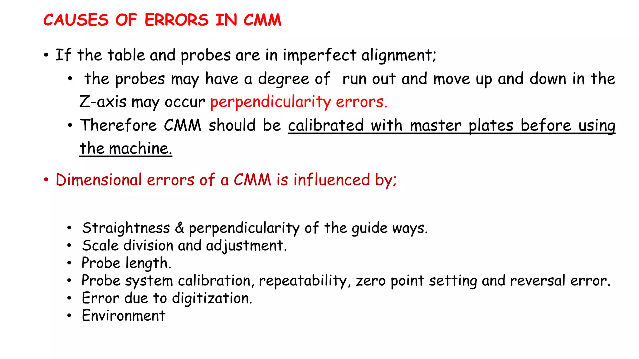 Lecture 09 Coordinate Measuring Machine Cmm Pptx