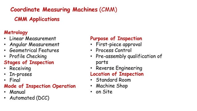 Lecture 09 Coordinate Measuring Machine Cmm Pptx Physics Science