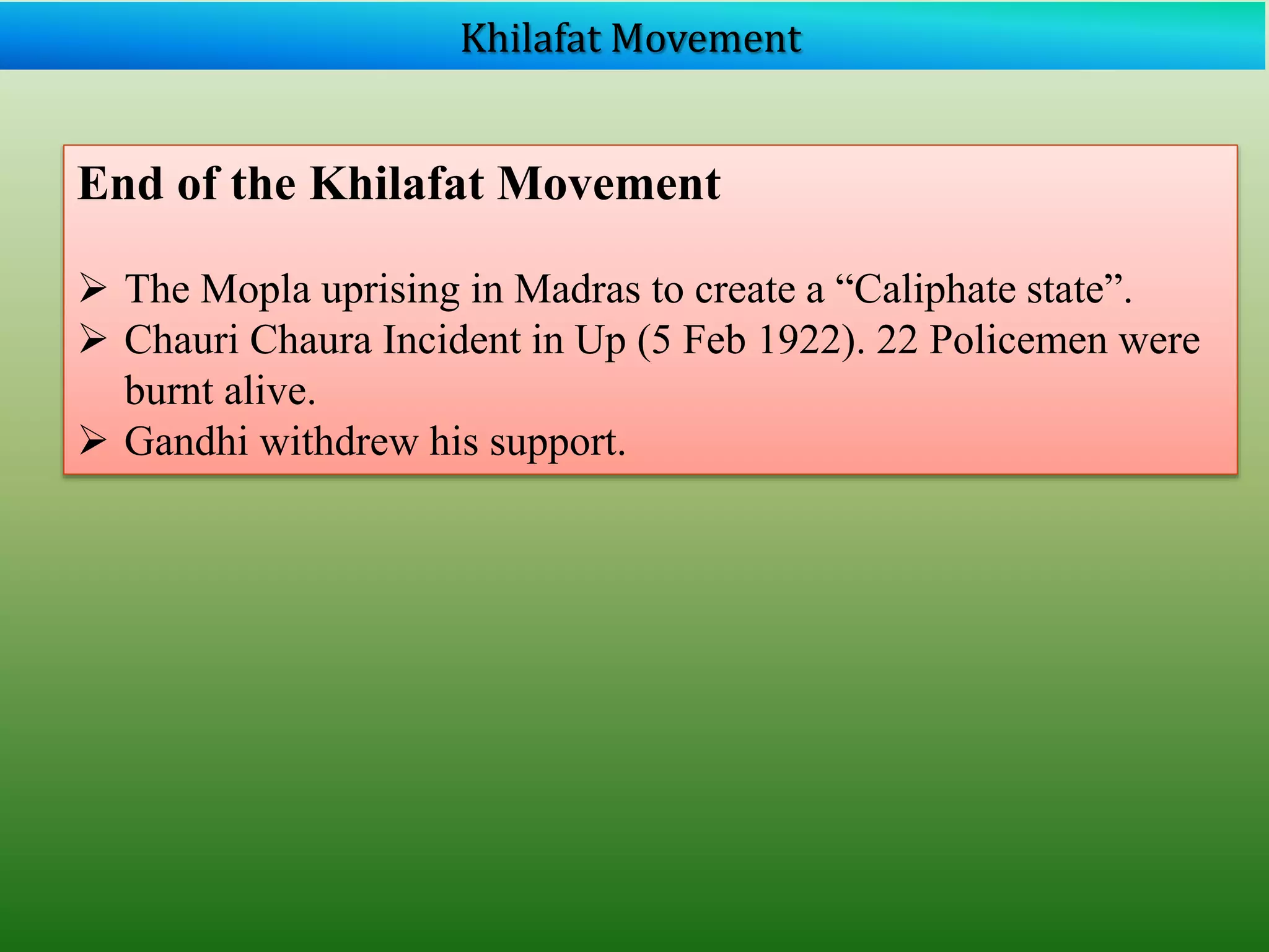 Lecture 09 attempts at hindu muslim unity (1916-30) khilafat movement | PPTX | Islam | Religion ...