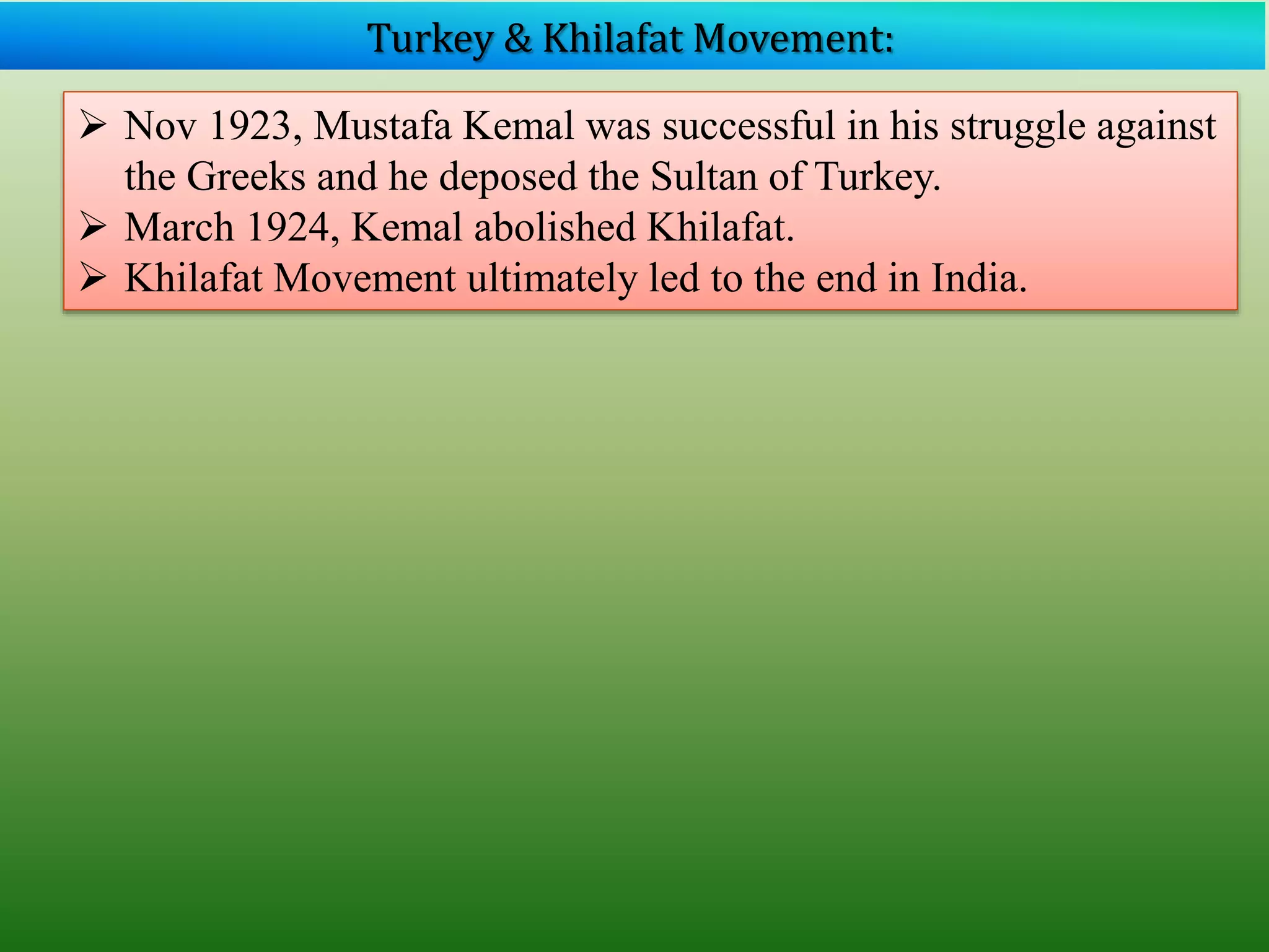 Lecture 09 attempts at hindu muslim unity (1916-30) khilafat movement ...