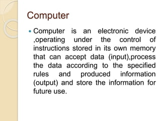 Introduction to ICT, This is a computer introd | PPT