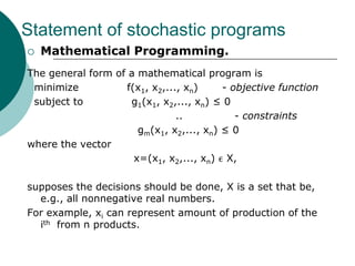 Statement of stochastic programming problems | PDF