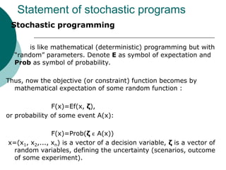 Statement of stochastic programming problems | PDF