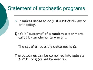 Statement of stochastic programming problems | PDF