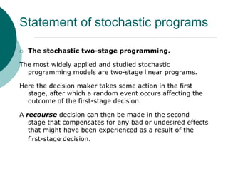 Statement of stochastic programming problems | PDF