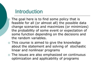 Statement of stochastic programming problems | PDF
