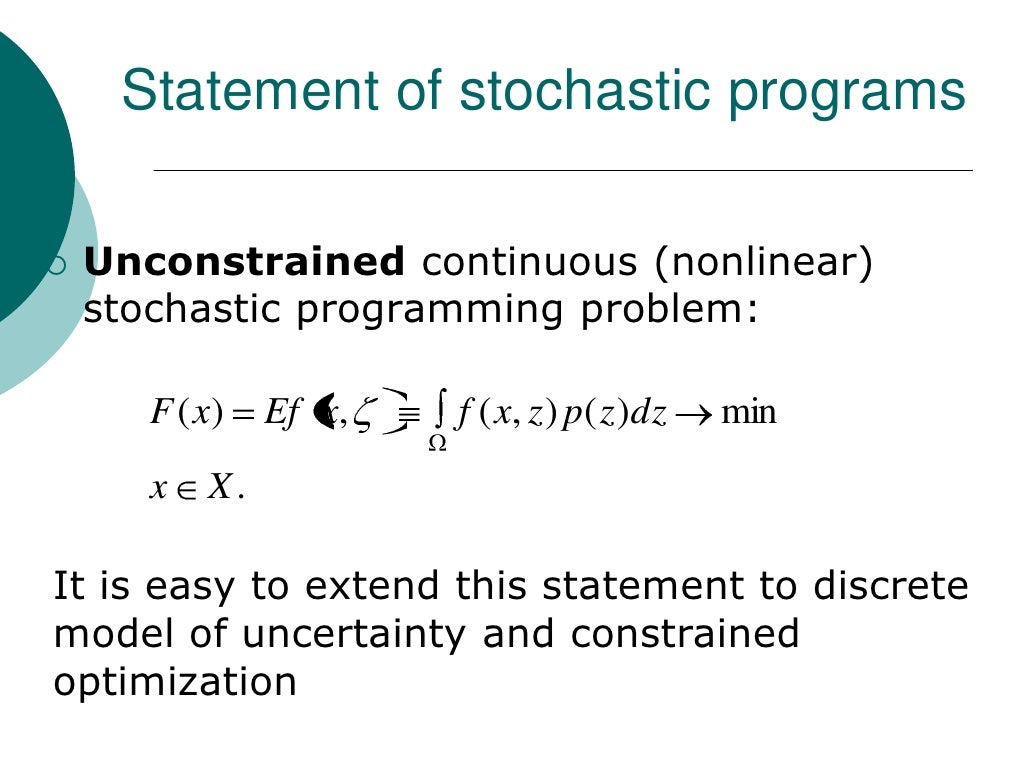 Statement Of Stochastic Programming Problems