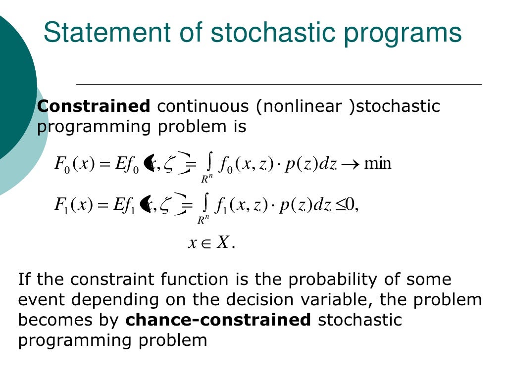 Statement Of Stochastic Programming Problems