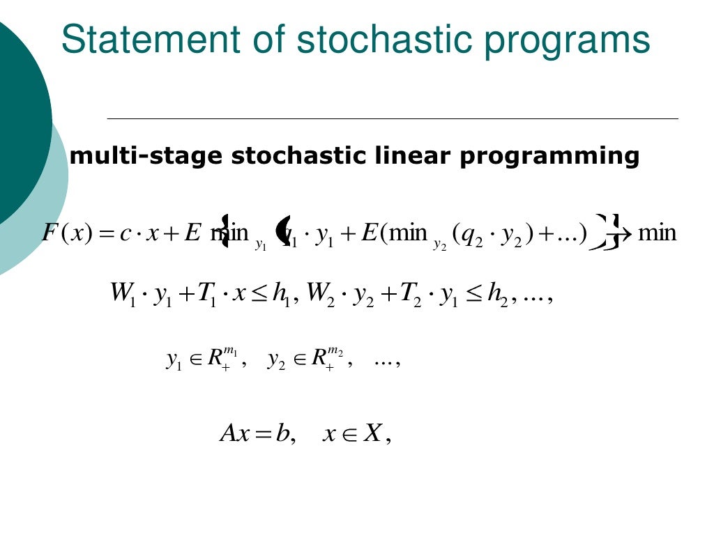 Statement Of Stochastic Programming Problems
