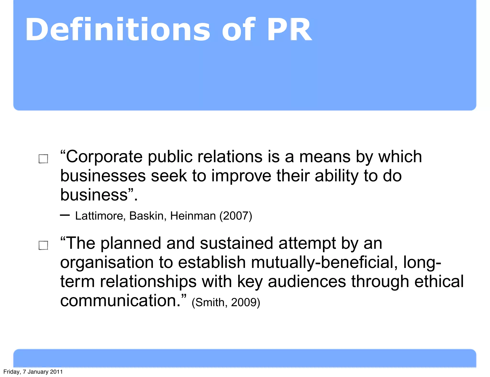 Lecture 1: Introduction to PR | PDF | Business | Business and Finance