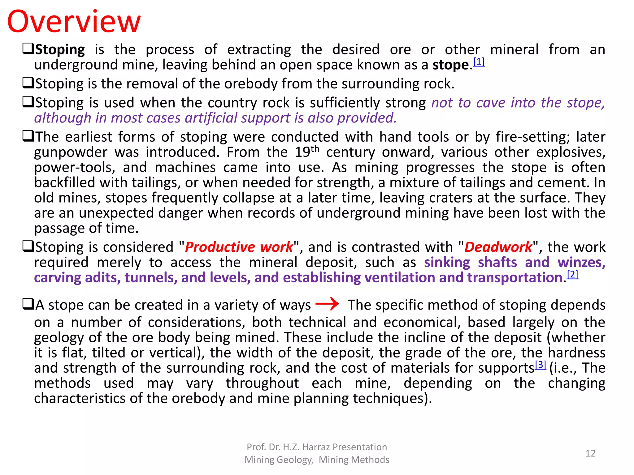 Lecture 4: Underground Mining | PDF