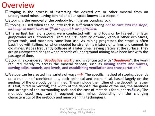 Lecture 4: Underground Mining | PDF | Geology | Science
