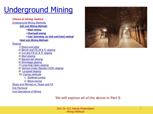 Lecture 4: Underground Mining