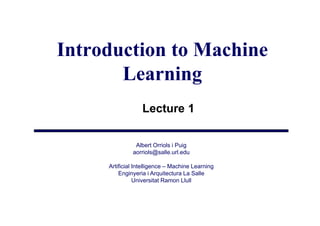 Lecture1 - Machine Learning | PDF