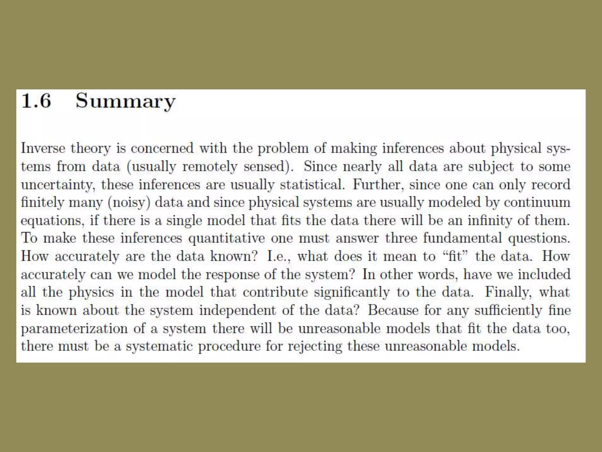Inverse Theory in Geophysics, Lecture 1 | PPTX