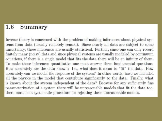 Inverse Theory in Geophysics, Lecture 1 | PPTX | Physics | Science