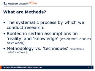 Research Methods I - Lecture 1 - Research, what is it (good for)? | PPTX