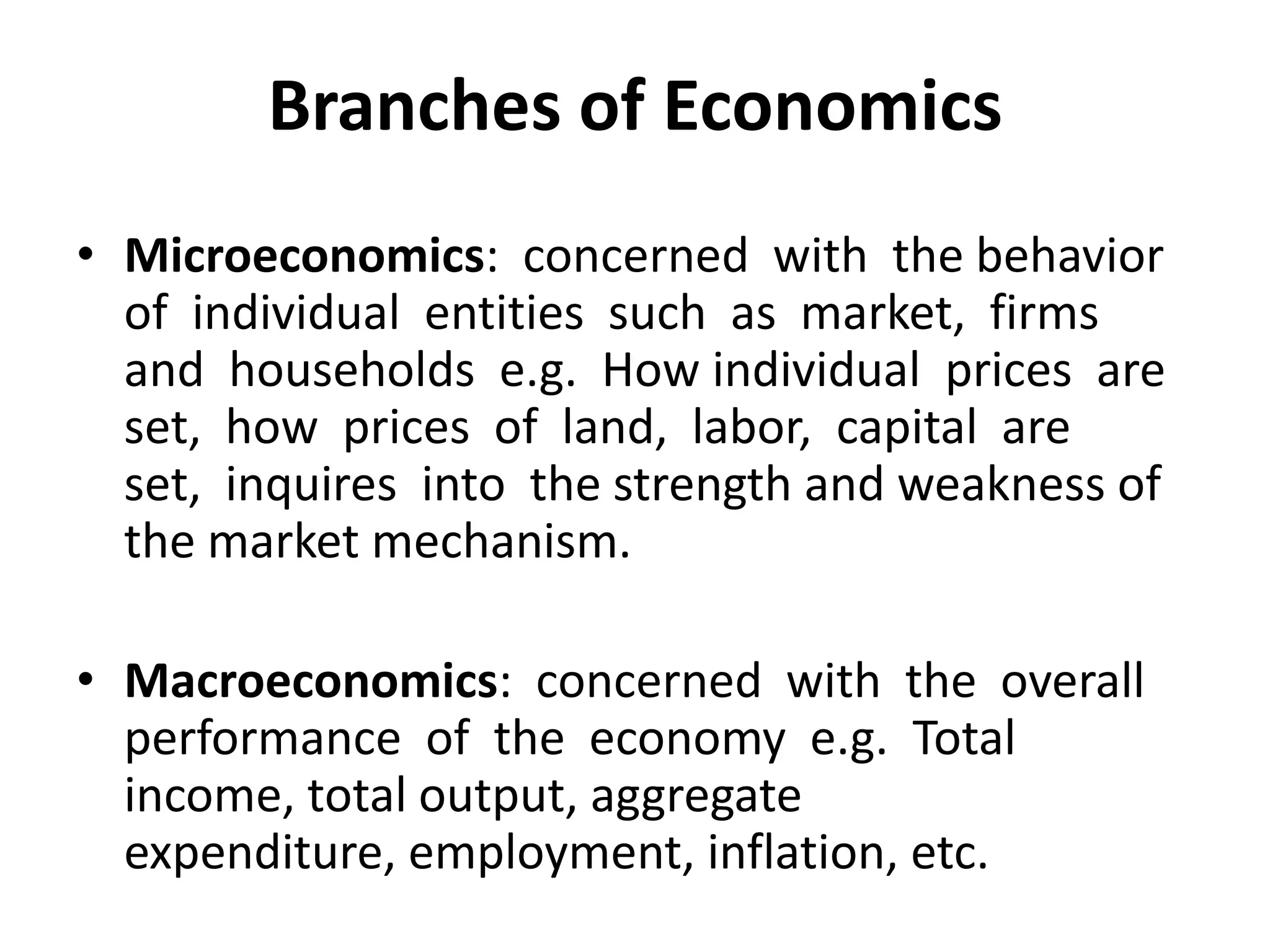 Lecture1 Economic problem, Economic Agents, Types of economic analysis ...