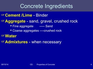 Properties of Concrete (CE-203) | PPT