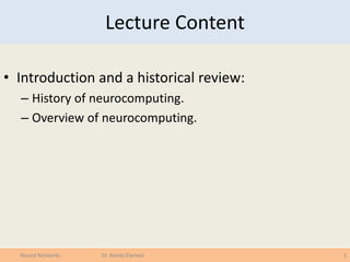 Introduction to Neural networks (under graduate course) Lecture 1 of 9 | PPT