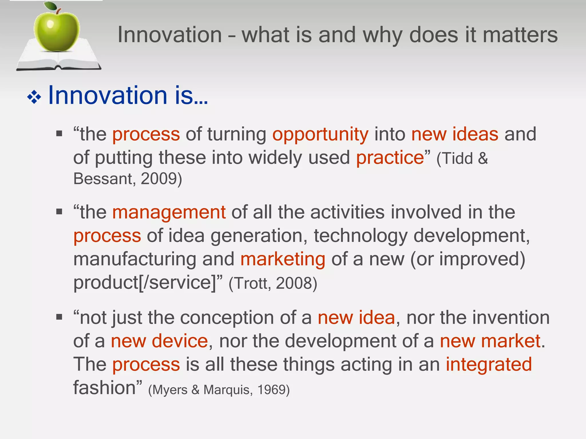 The Concept of Innovation and Innovation Management | PPTX
