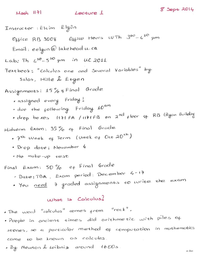 Calculus I Lecture Note 1 | PDF Calculus I Lecture Note 1 | PDF