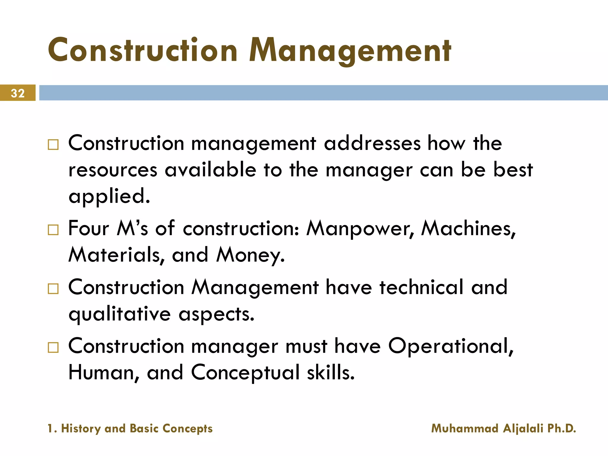 Construction Management (1st Lecture) | PDF
