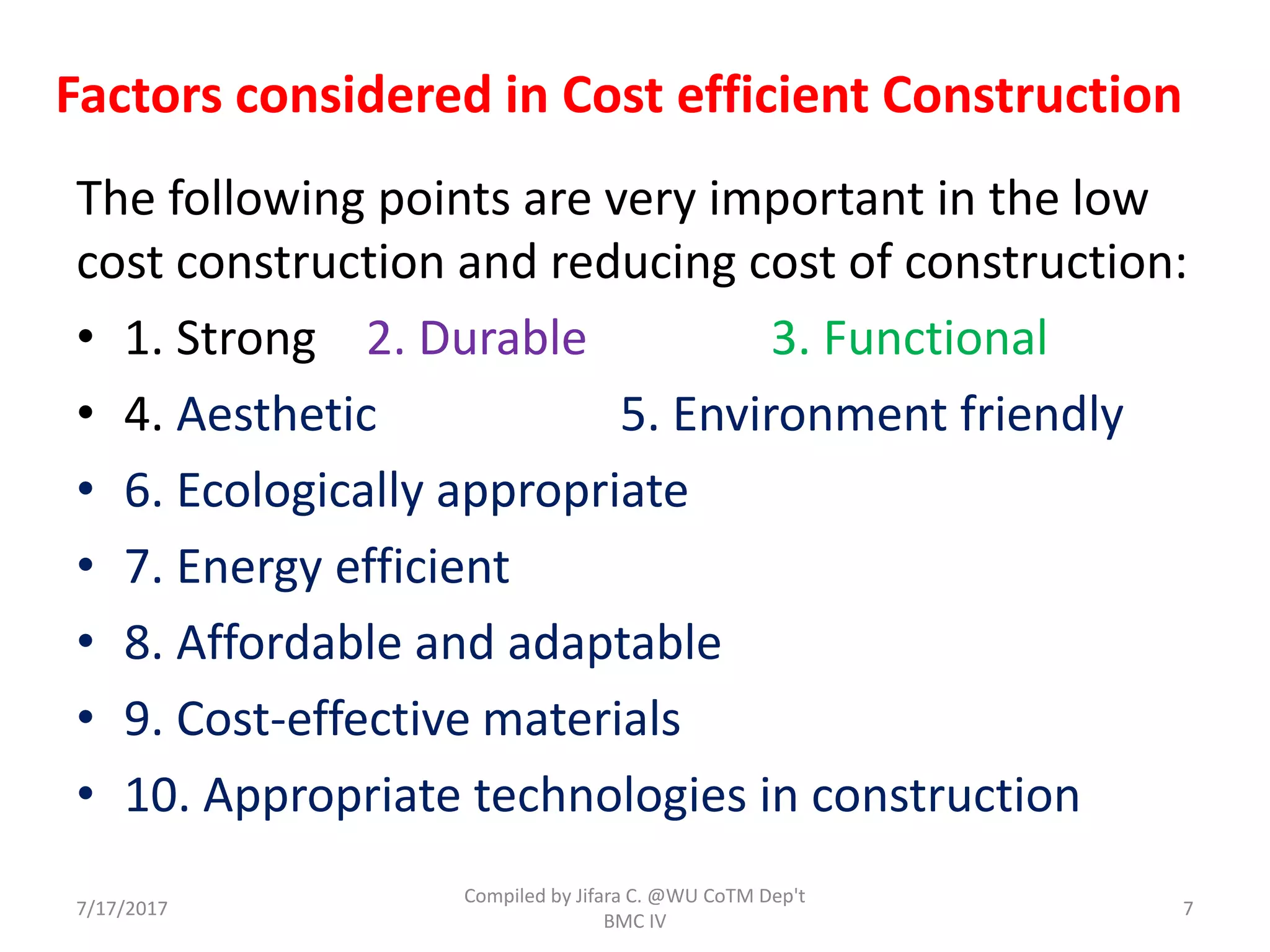 concept of cost Efficient construction | PPTX