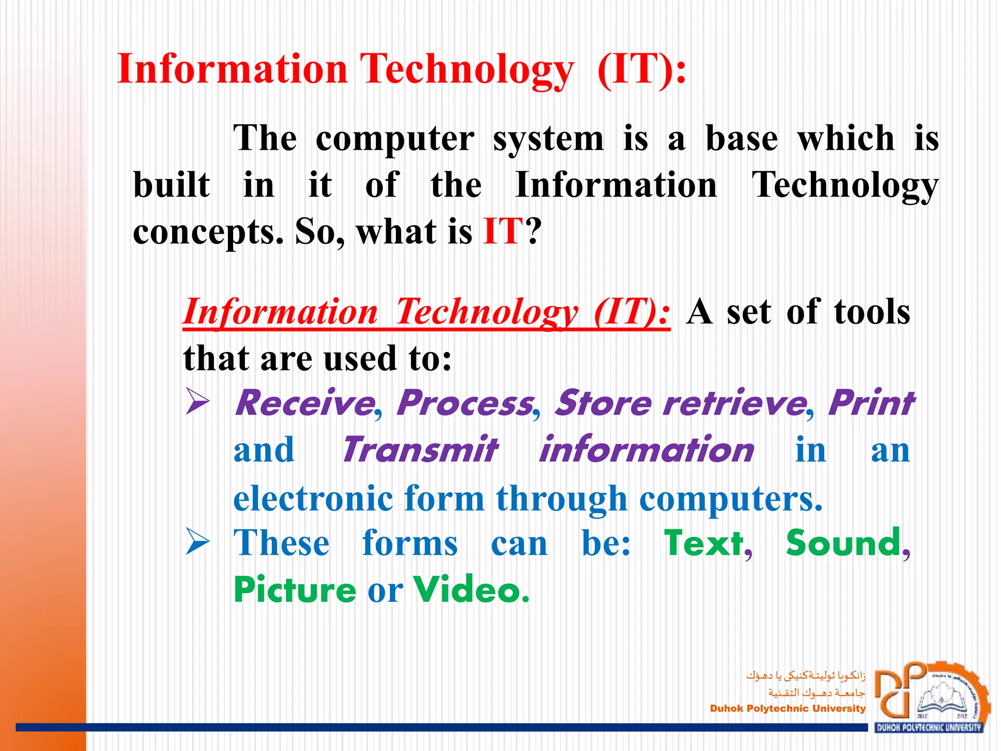 Information Technology Fundamentals ITM! | PPTX