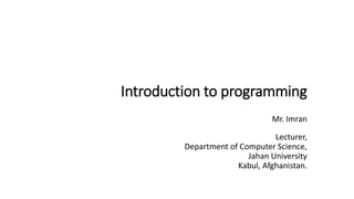 introduction to Programming Lecture 1 | PPTX