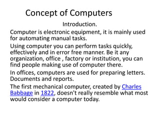 Lecture 1 :introduction to computer | PPT