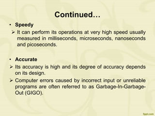 Introduction to Computers Lecture # 1 | PPTX